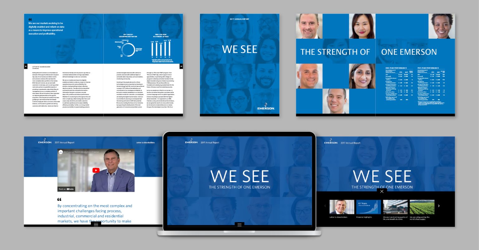 ONE Emerson: Award‑Winning Print & Online Annual Report | OBATA