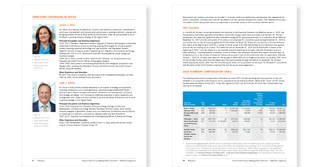 Reimagining the ESCO Technologies Proxy Statement | OBATA